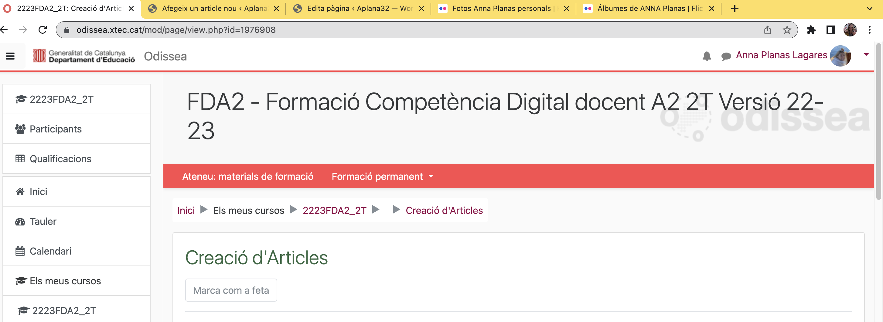 FASE 1 de FDA2 – Formació Competència Digital docent A2 2T Versió 22-23 – Aplana32